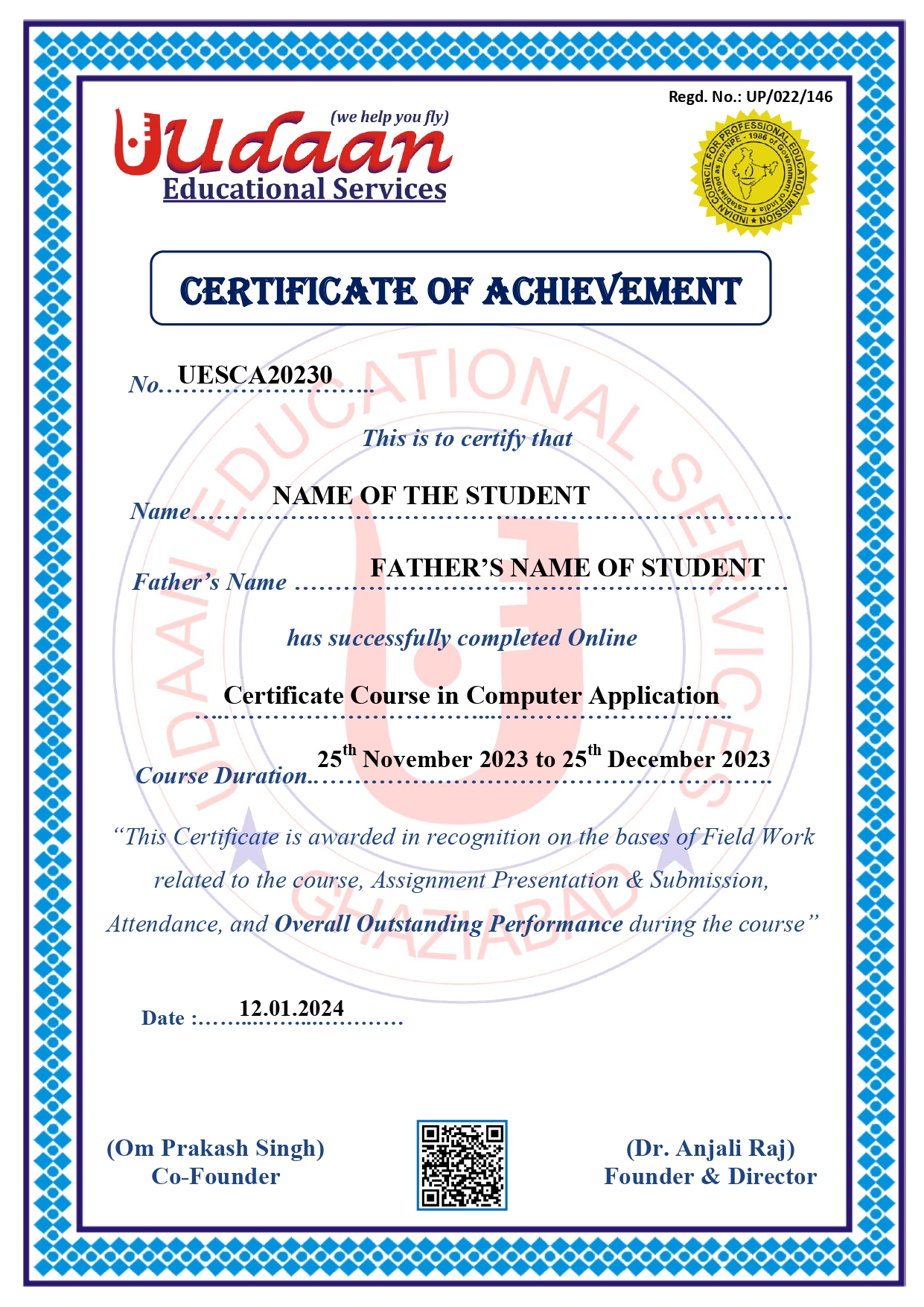 Sample Certificates