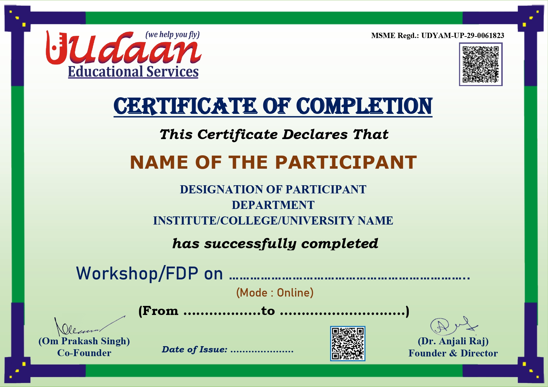 Sample Certificates